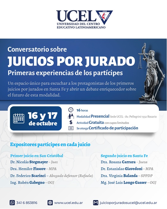 UCEL - Conversatorio Juicios por Jurado -16/10/2025 - 17/10/2025 - De ...