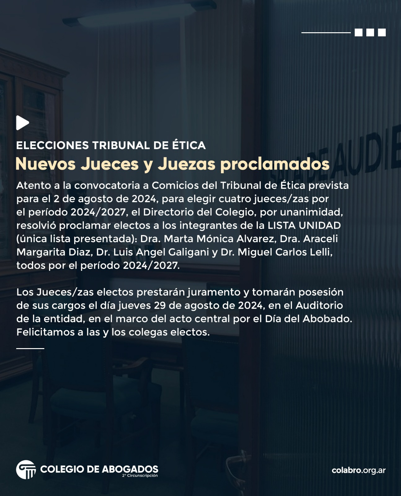 Elecciones Tribunal de Ética – Nuevos jueces y juezas proclamados ...