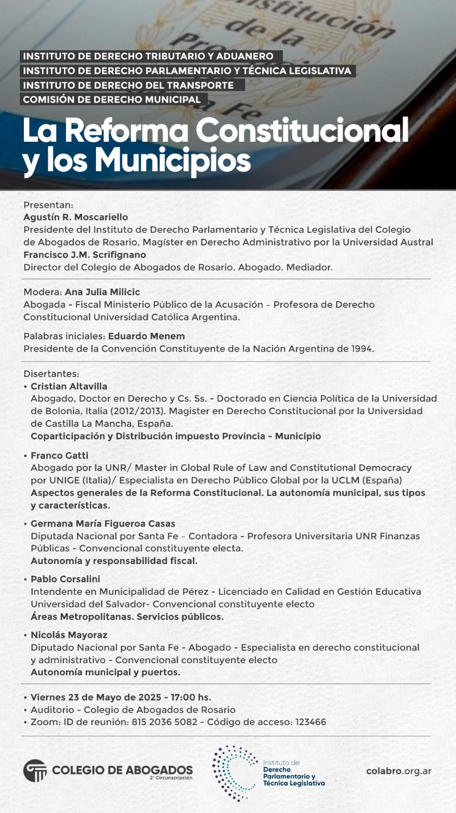 LA REFORMA CONSTITUCIONAL Y LOS MUNICIPIOS - 23/05/2025 - Actividades ...