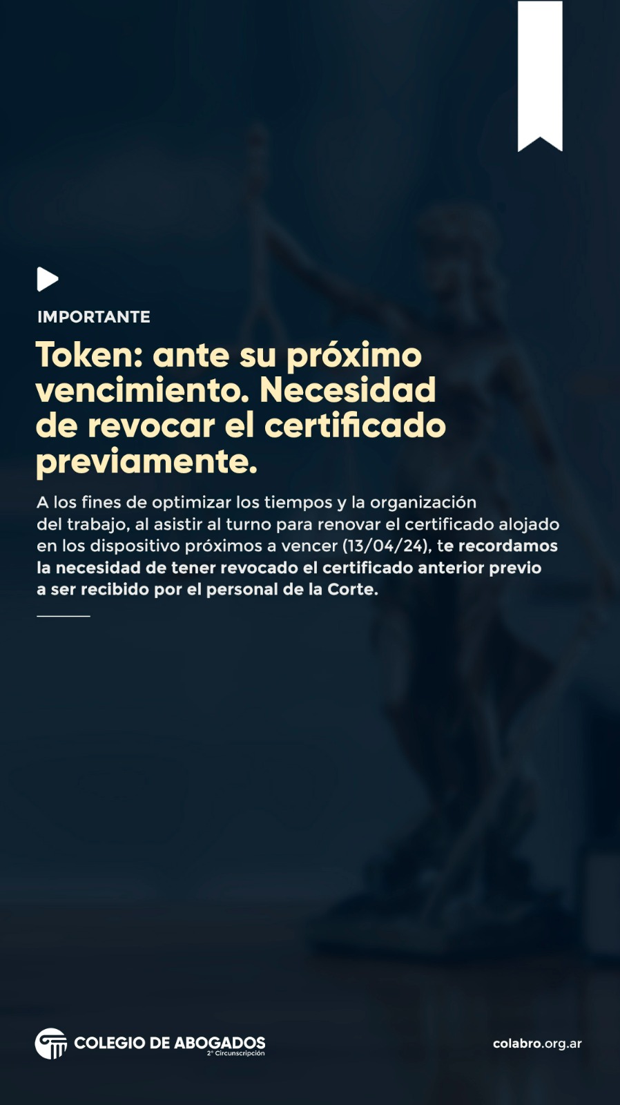 TOKEN ante su próximo vencimiento. Necesidad de revocar el certificado ...